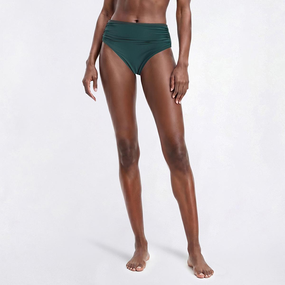 Click here for Womens Cupshe Solid Shirred High Waist Swim Bottom prices